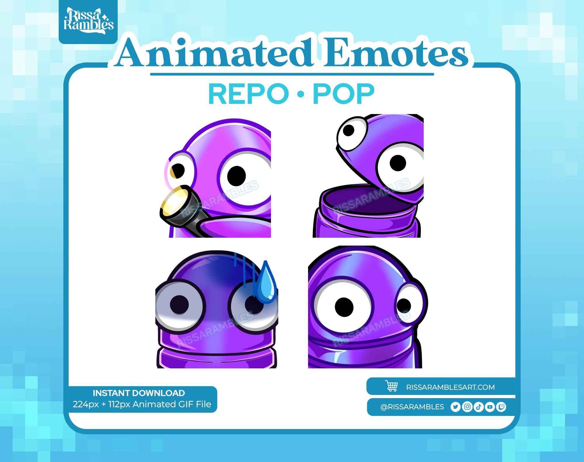 REPO Emotes Pack Twitch, Discord (Purple) Animated | Side Eye Animated ...